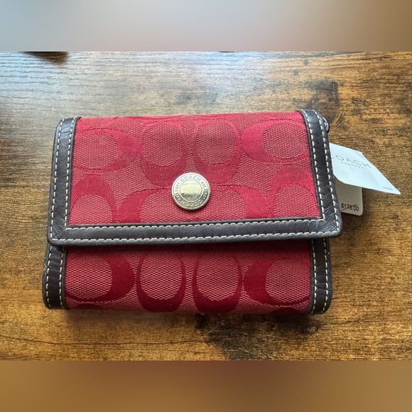 Coach | Bags | Coach Signature Red And Black Wallet | Poshmark